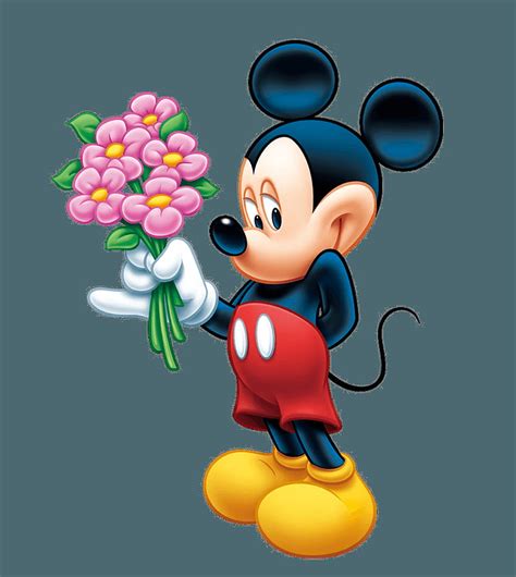 Mickey Mouse Holding Flowers