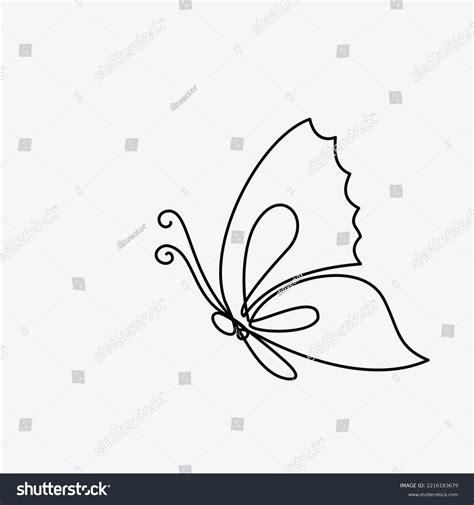 Butterfly One Continuous Line Drawing Beautiful Stock Vector Royalty