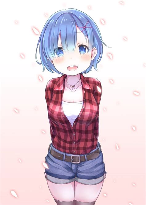 Rem In Flannel And Denim Short Shorts Rezero Rawwnime