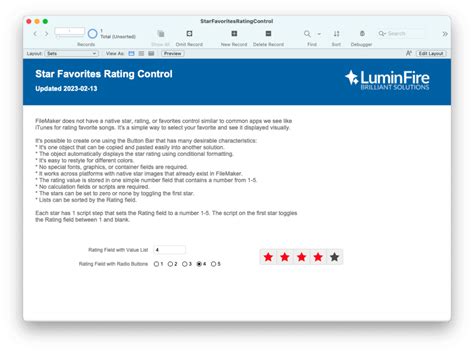 Star Favorites Rating Control For Claris Pro And Filemaker Pro Luminfire