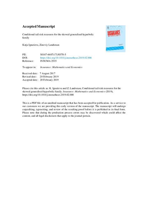 Pdf Conditional Tail Risk Measures For The Skewed Generalised