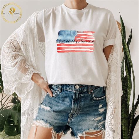 God Bless America USA Flag Shirt Th Of July Shirt USA Plus Size Shirt Patriotic Tshirt
