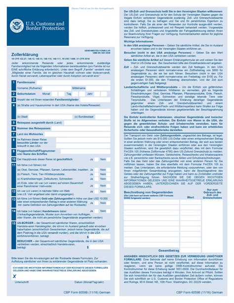 Cbp Form 6059b Customs Declaration Free Download