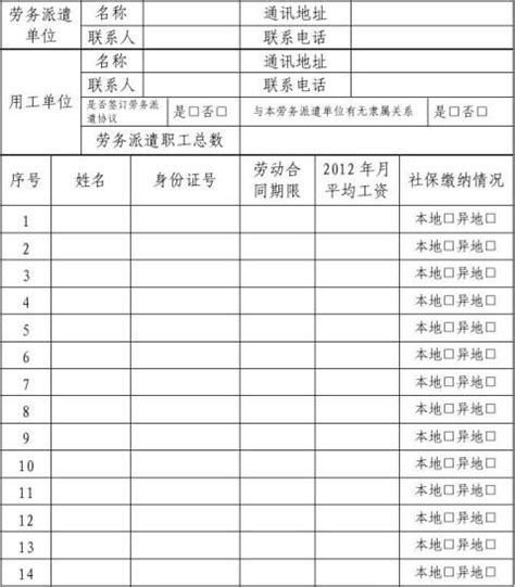 劳务派遣单位经营情况报告表 范文118