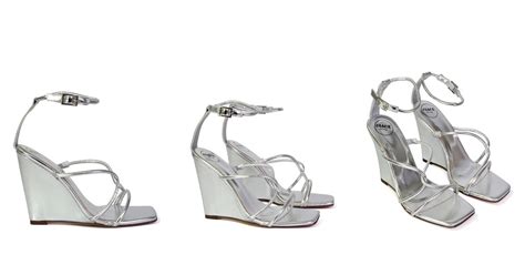 Danica Strappy Wedge Heel Sandals In Silver Xy London Silkfred Us