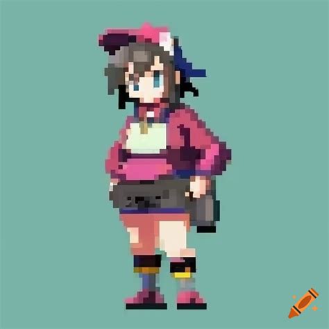 Pixel Art Of A Female Pokemon Trainer In Anime Style On Craiyon