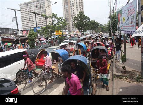 Dhaka Bangladesh August 27 2023 A General View Shows Rickshaw