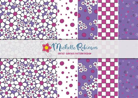 Ditsy Flower Bundle Purple Seamless Pattern Digital File
