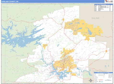 Garland County Arkansas Zip Code Wall Map