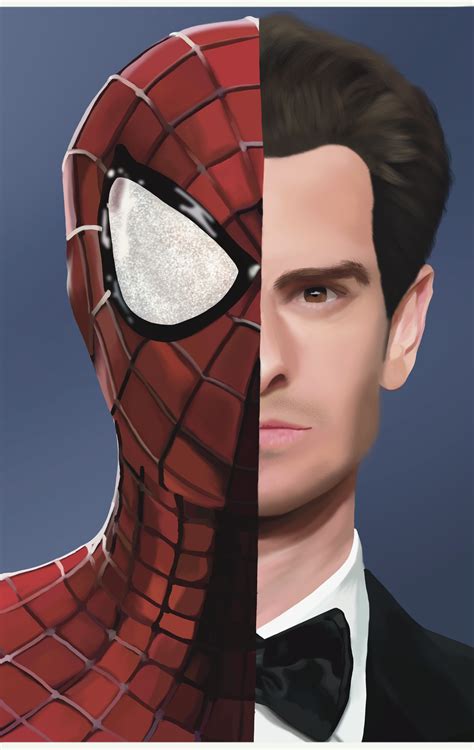 Иллюстрация Человек паук Эндрю Гарфилд в стиле инфографика