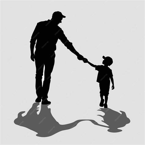 Ilustración De Padre E Hijo Silueta Niño Y Hombre Vector Premium