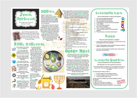 Judaism Practices Festivals Task Mat Teaching Resources