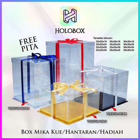 Jual Cake Box Kotak Kue Mika Transparan Dus Hadiah Tutup Mika 22x22