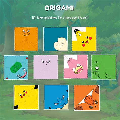 10 Pokemon Origami Paper Templates Pokemon Party Games Pokemon Party Printable Pokemon Craft
