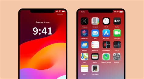 Free Wireframe Template For Iphone Ios 17 Lock And Home Screen