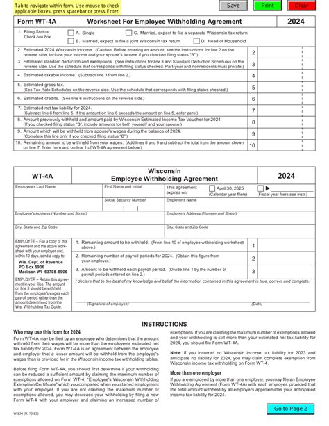 Form Wt 4a W 234 Download Fillable Pdf Or Fill Online Worksheet For