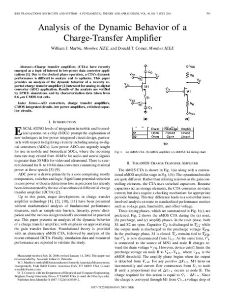 Pdf Analysis Of The Dynamic Behavior Of A Charge Transfer Amplifier