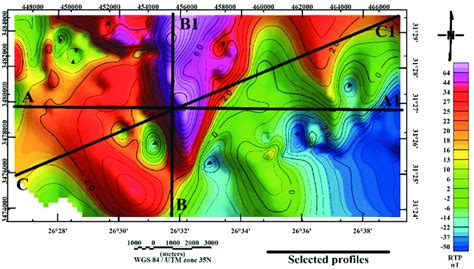 Map Of Rtp Land Magnetic Anomaly Show The Profiles Used For Application