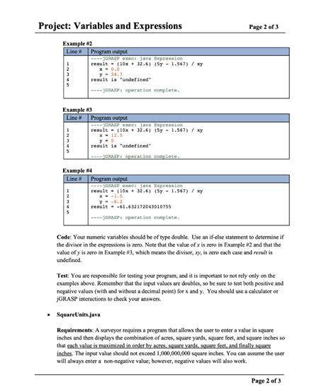 Project Variables And Expressions Page 1 Of 3