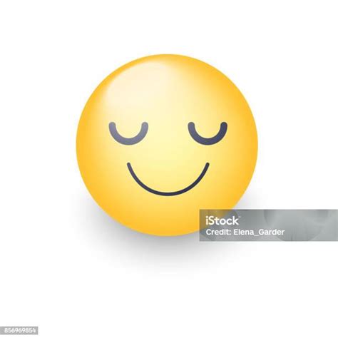 닫힌된 눈으로 행복 한 만화 Emoji 얼굴입니다 웃는 노란색 귀여운 이모티콘 응용 프로그램 및 채팅을 위한 재미 있는 스마일
