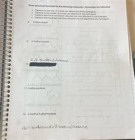 Solved Draw Structural Formulas For The Following Molecules Remember