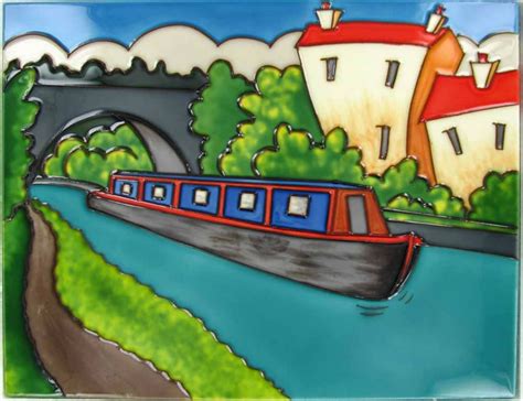 Ceramic Tile Of A Bridge With A Narrowboat Underneath The Canal Shop Company