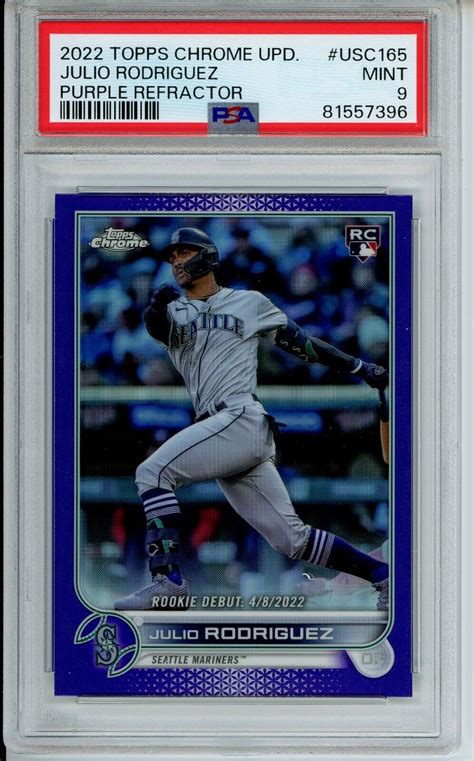 2022 Topps Chrome Update Julio Rodriguez Purple Refractor Usc165 Rookie