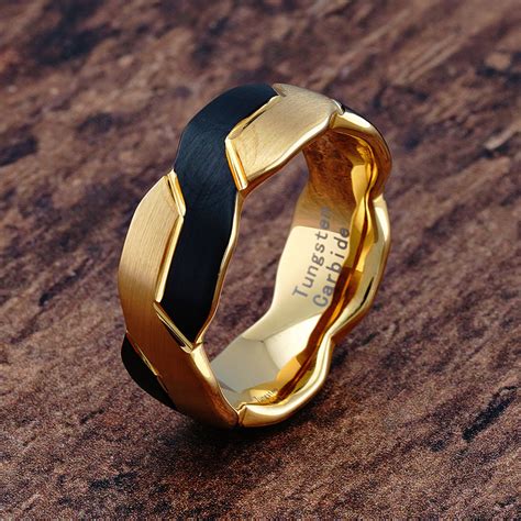 Black Gold Infinity Knot Design Tungsten Rings For Men Wedding Band 100s Jewelry