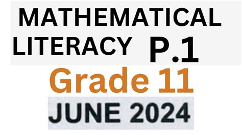 Grade 11 Mathematic Literacy 2024 June Exams Paper 1 Thunder Educ Youtube