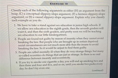 Exercise Iv Classify Each Of The Following Arguments