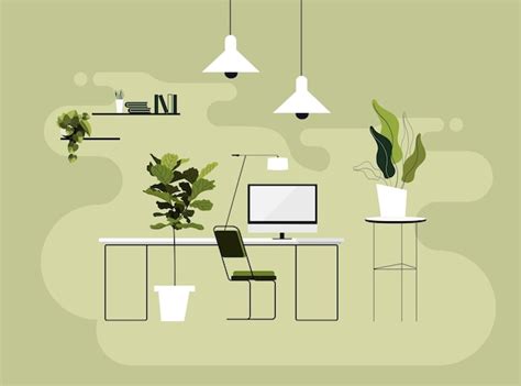 홈 오피스 일러스트레이션 프리미엄 벡터