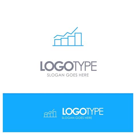 Growth Chart Flowchart Graph Increase Progress Blue Outline Logo With