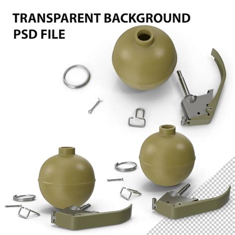 Premium Psd Disassembled Grenade Png