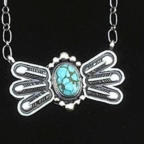 17 12sonoran Turquoise Necklace Feather Sterling Silver Navajo Verley