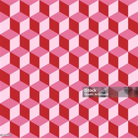 입방체 모양의 매끄러운 패턴 빨간색 음영의 추상 3d 배경 착시 벡터 0명에 대한 스톡 벡터 아트 및 기타 이미지 0명 3차원 형태 광학 작용 Istock