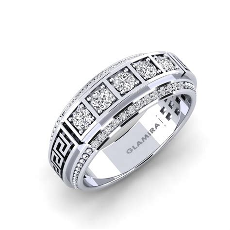 Achetez Bague Pour Homme Graveler En Or Blanc 585 Diamant 0 5 Carats