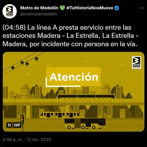 El metro de Medellín amaneció con dos estaciones fuera de servicio por un incidente en la vía
