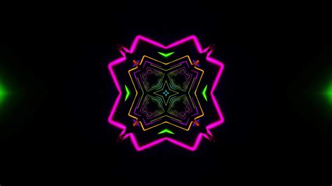 Flying Through A Multicolored Neon Tunnel With Diamond Shaped Figures Kaleidoscope Vj Loop