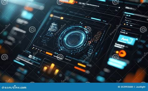 Futuristic Manufacturing Control Panel Monitoring Production Process
