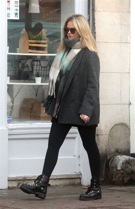 Emily Atack In A Grey Coat Was Seen Out With Friends In Highgate