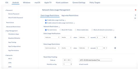 how to manage mobile data usage on android devices hexnode help center