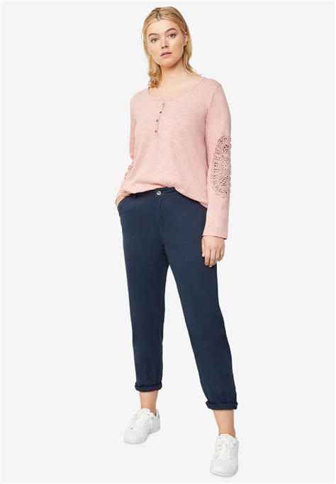 Ellos Comfortable Womens Plus Size Modern Stretch Chino Pants Slim Fit Work And Casual