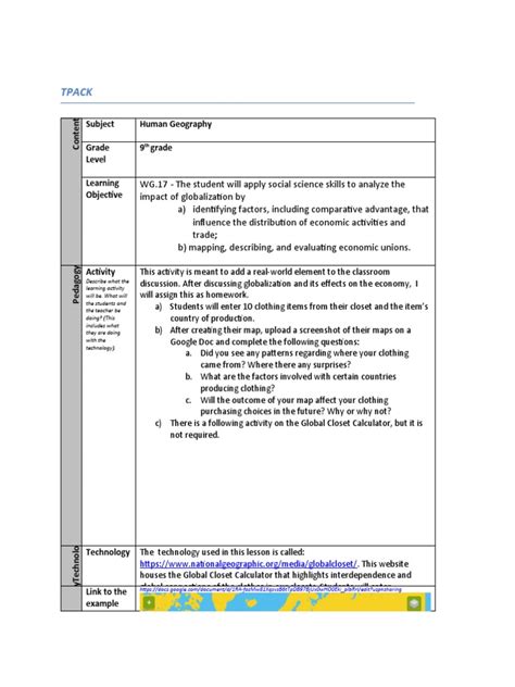 Tled 430w Tpack Pdf Globalization Teaching