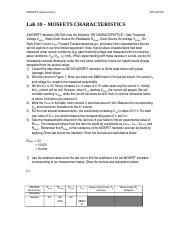Understanding MOSFET Characteristics In Engineering Lab Course Hero