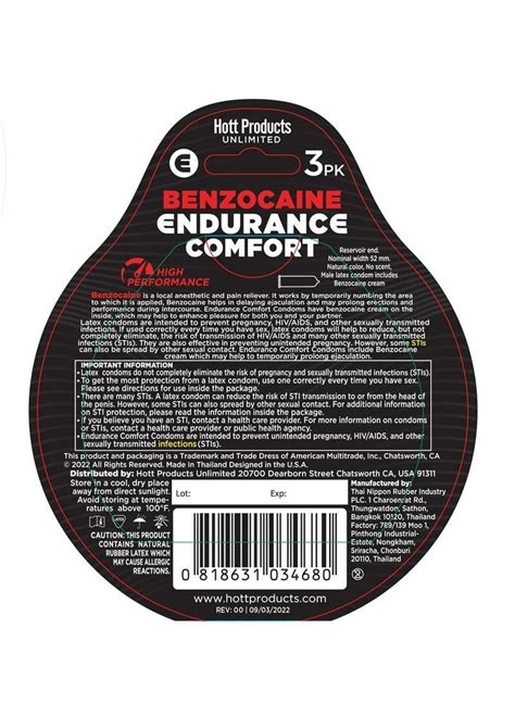 Endurance Comfort Condoms With Benzocaine Fantasy Fun Factory