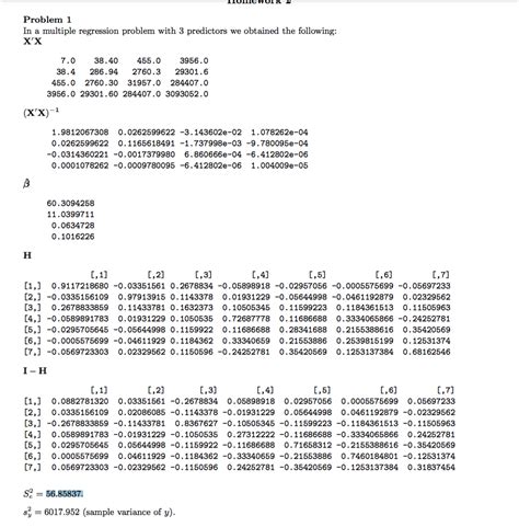 Solved Problem 1 In A Multiple Regression Problem With 3