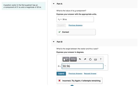 Solved A Position Vector In The First Quadrant Has An Part A Chegg Com