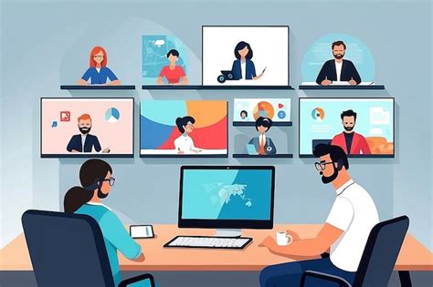 Premium Photo Remote Work Vector Illustration
