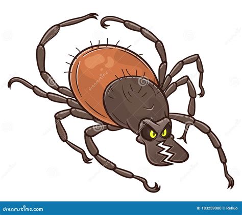 Garrapata Malvada De Dibujos Animados Ilustración Del Vector