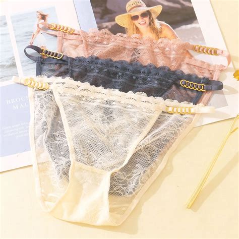 New Women S Underwear Sexy Lace Panties Fashion Hollow Out Metal Buckle